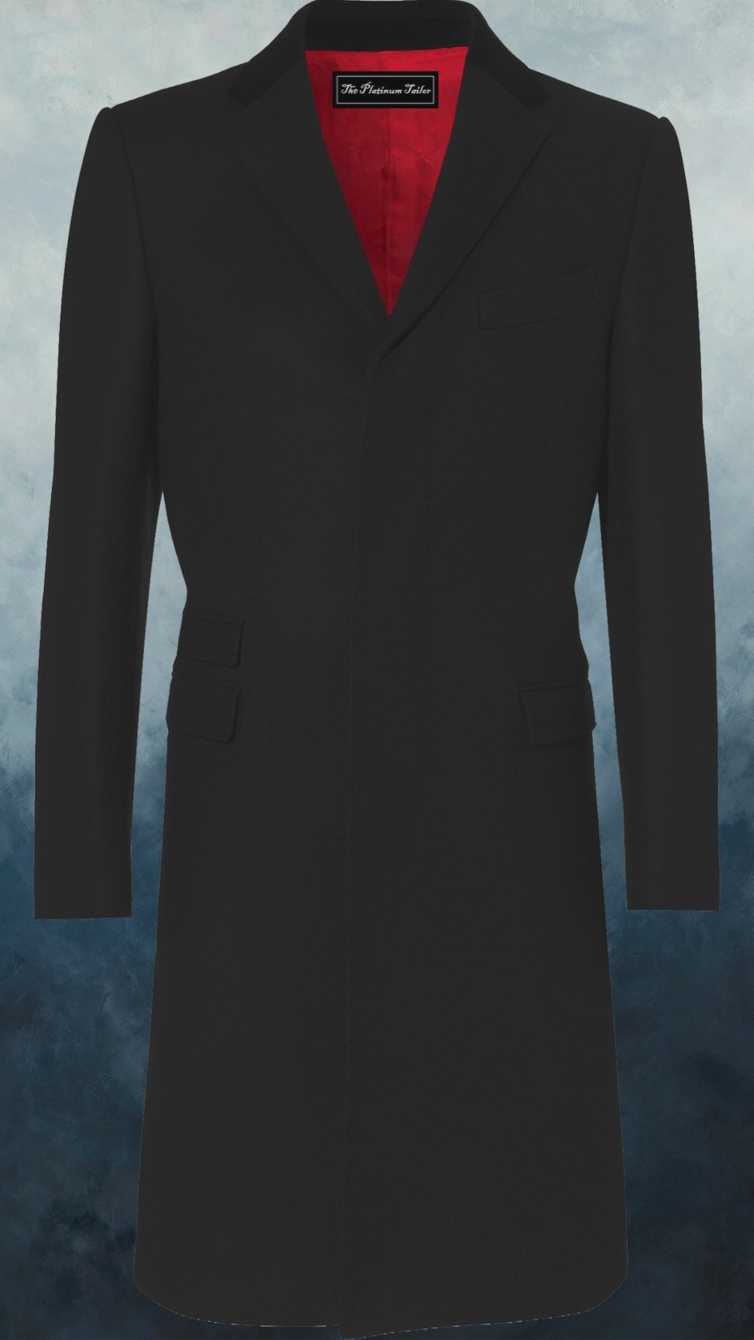 Men's Black Wool Cashmere Covert Overcoat With Velvet Collar – The ...