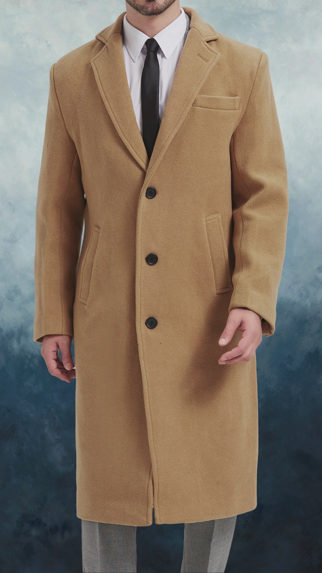 Men's Camel Wool Cashmere Long Overcoat Classic Winter Coat – The ...